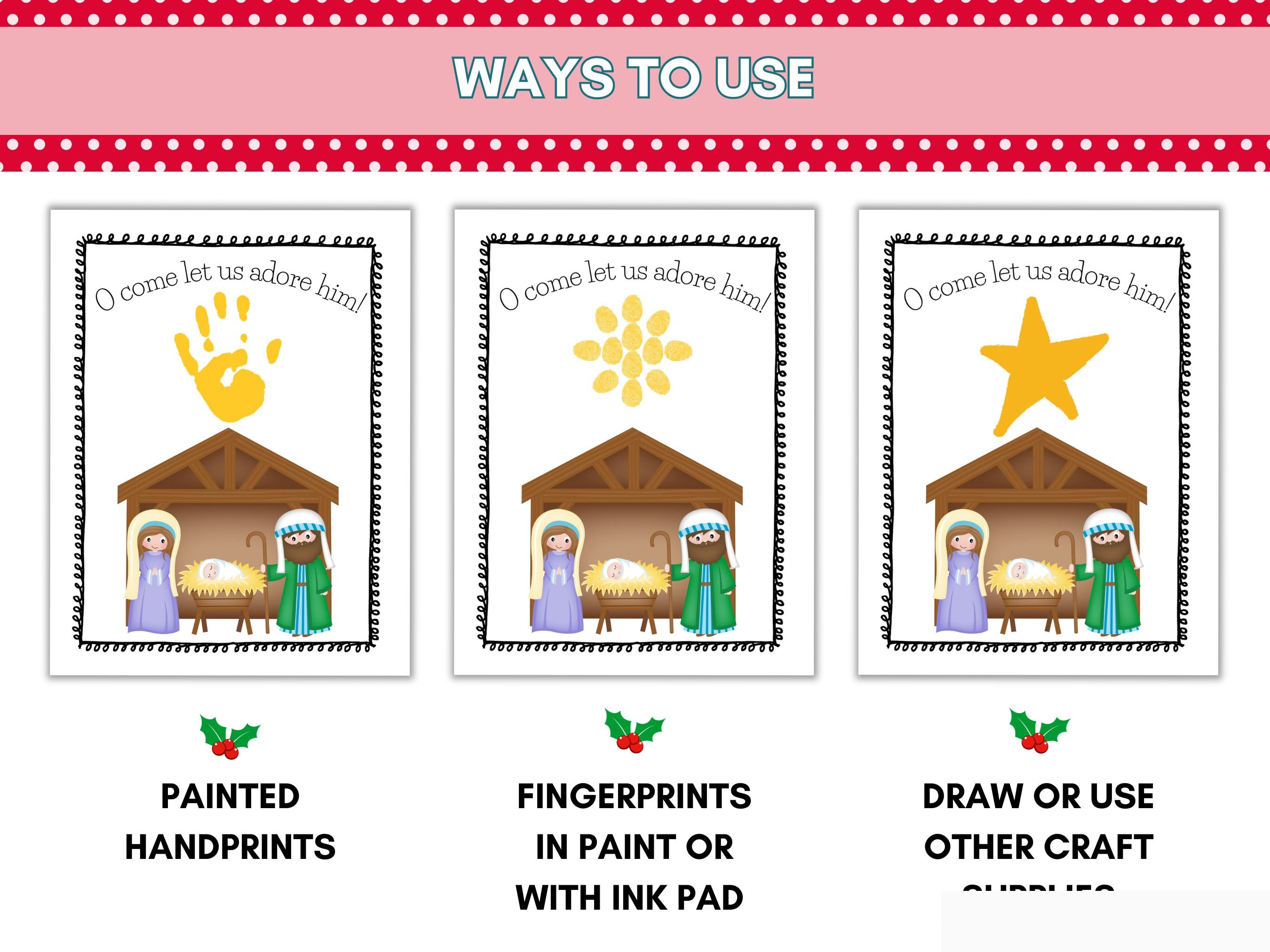Christmas Nativity Handprint Art, Christmas Keepsake, Fingerprint Craft ...