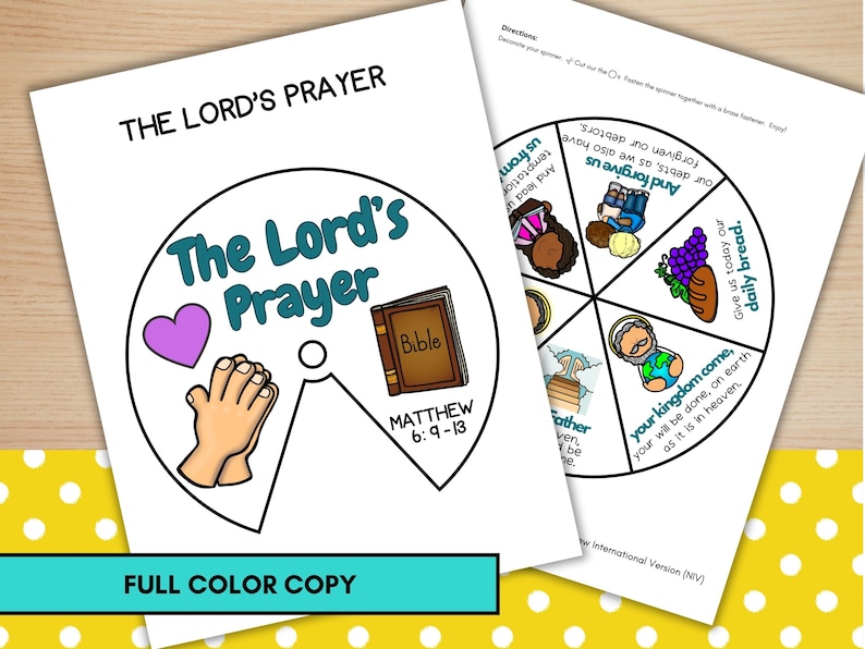 Printable the Lords Prayer Spinner Craft for Kids, Lords Prayer Wheel ...