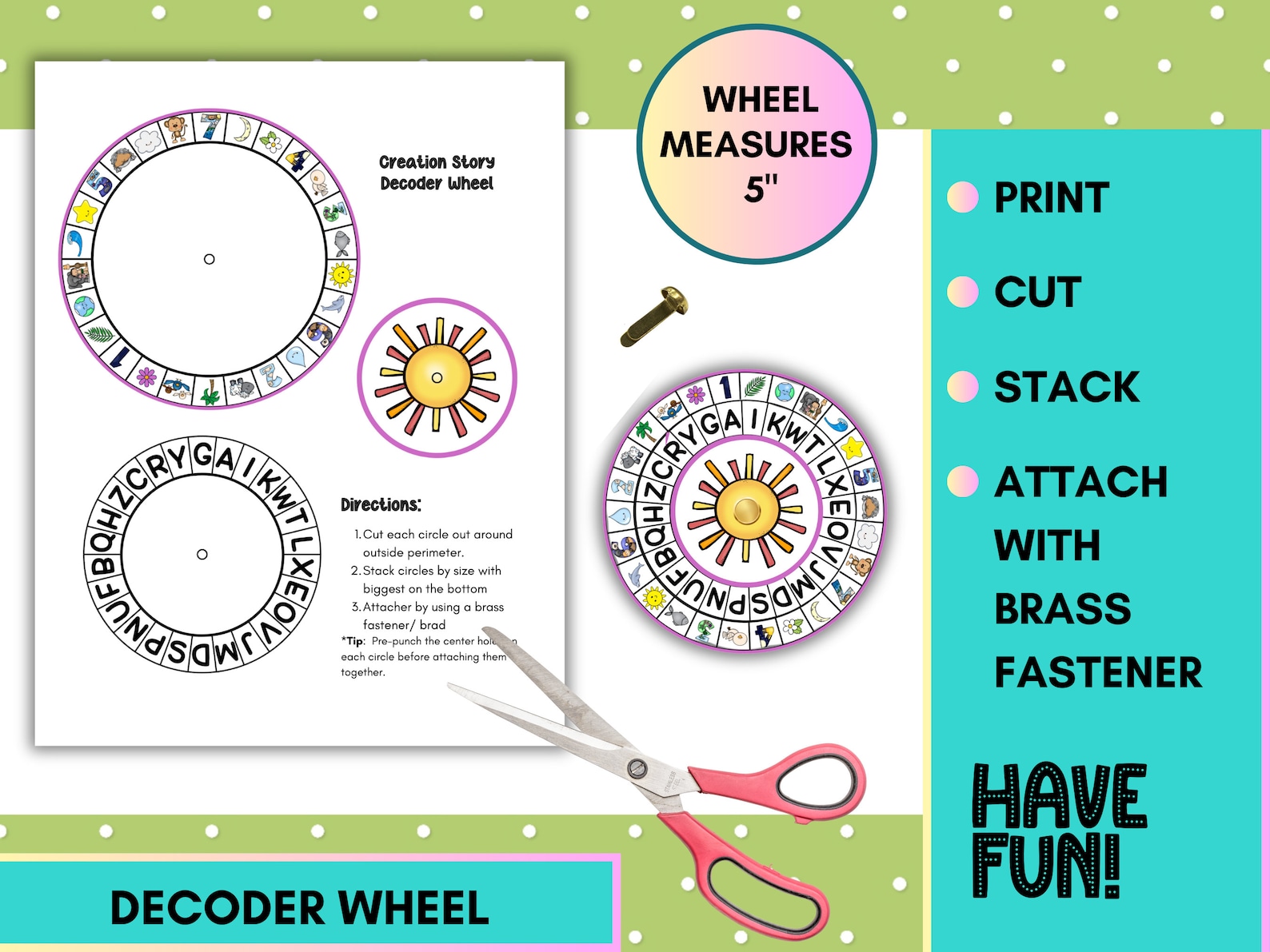 Printable Days of Creation Decoder Wheel Riddles for Kids, Creation ...