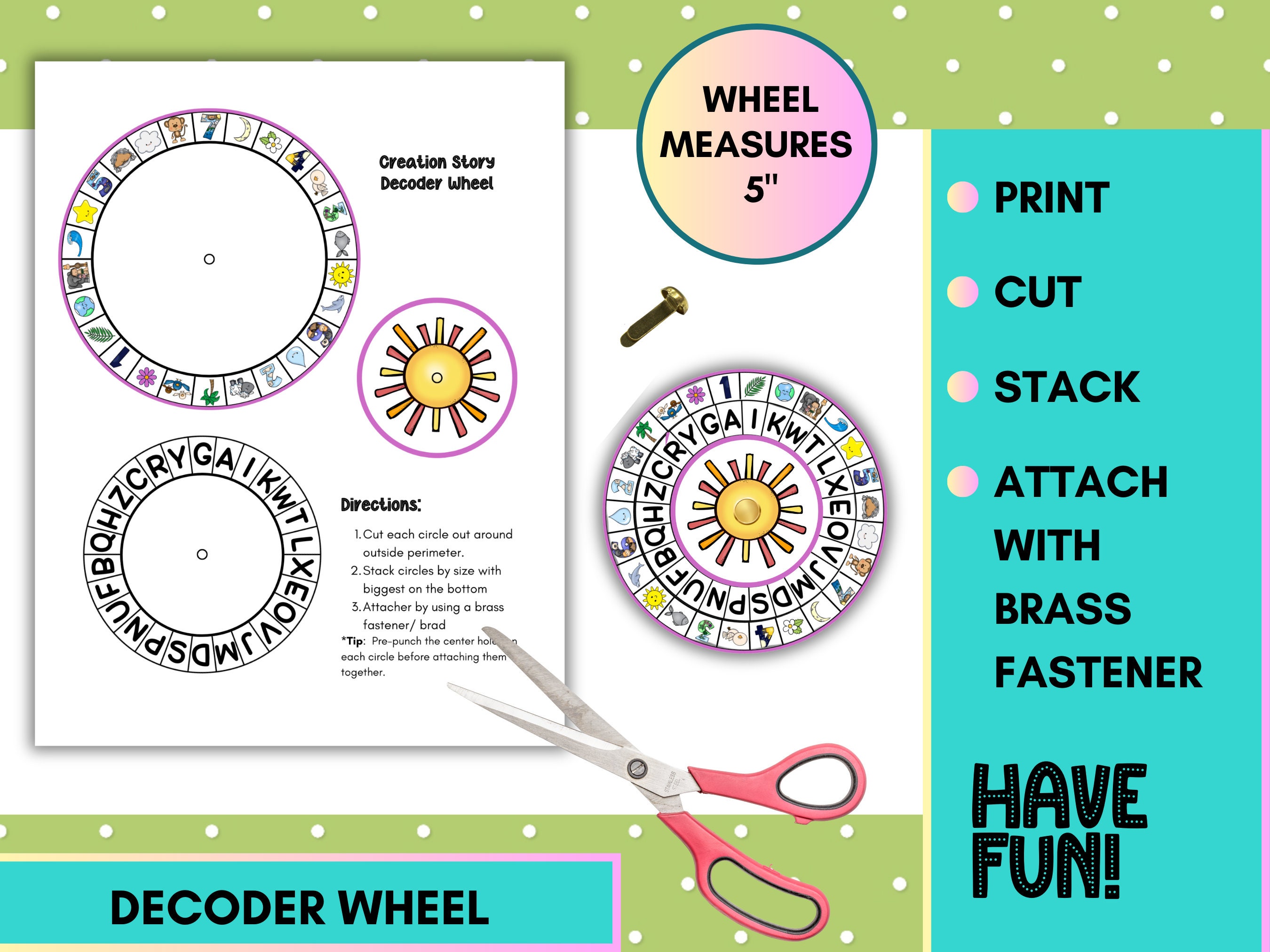 Printable Days of Creation Decoder Wheel Riddles for Kids, Creation ...