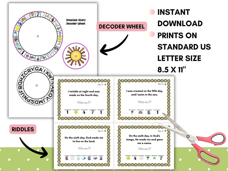 Printable Days of Creation Decoder Wheel Riddles for Kids, Creation ...