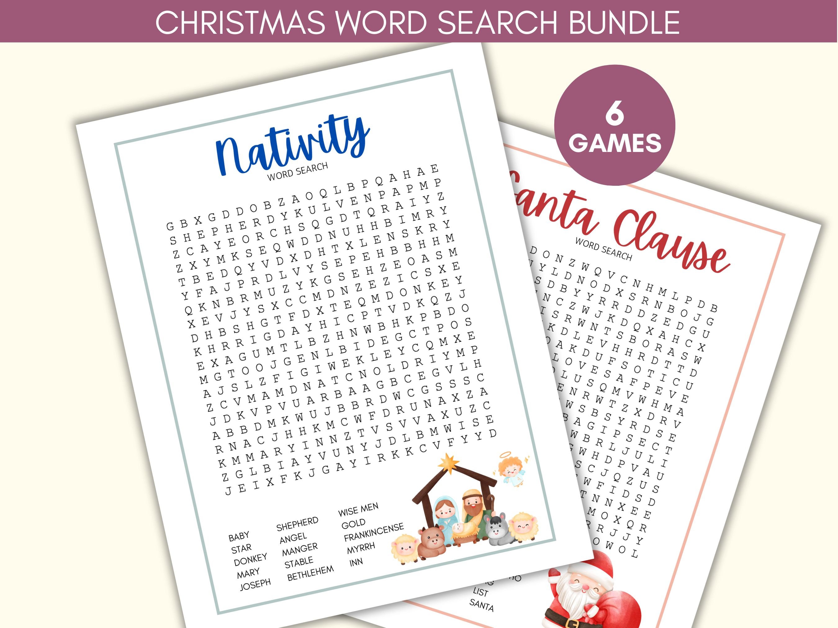 Christmas Word Search Bundle Holiday Word Searches Nativity - Etsy