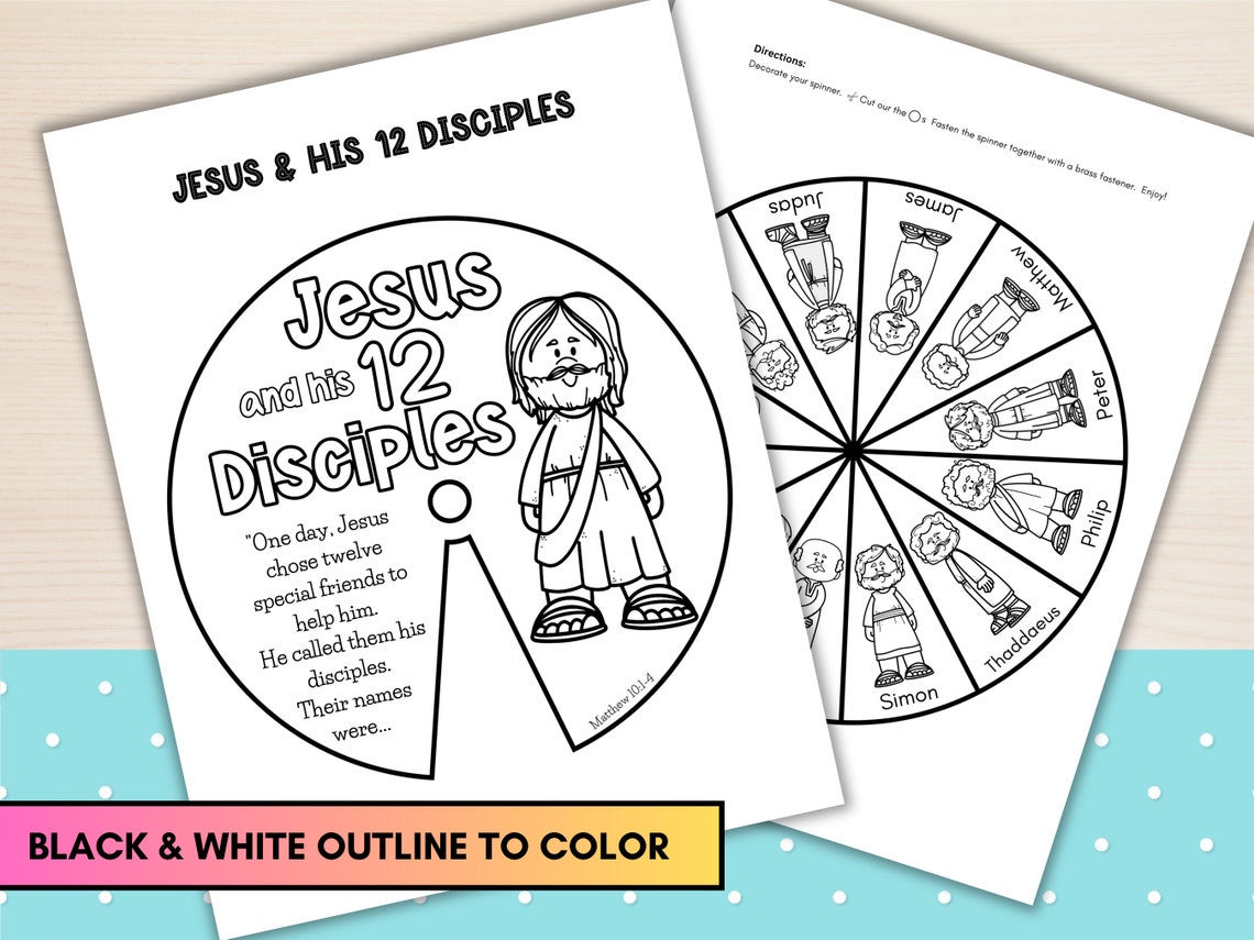 Printable Jesus and His Disciples Spinner Craft for Kids, 12 Disciples ...