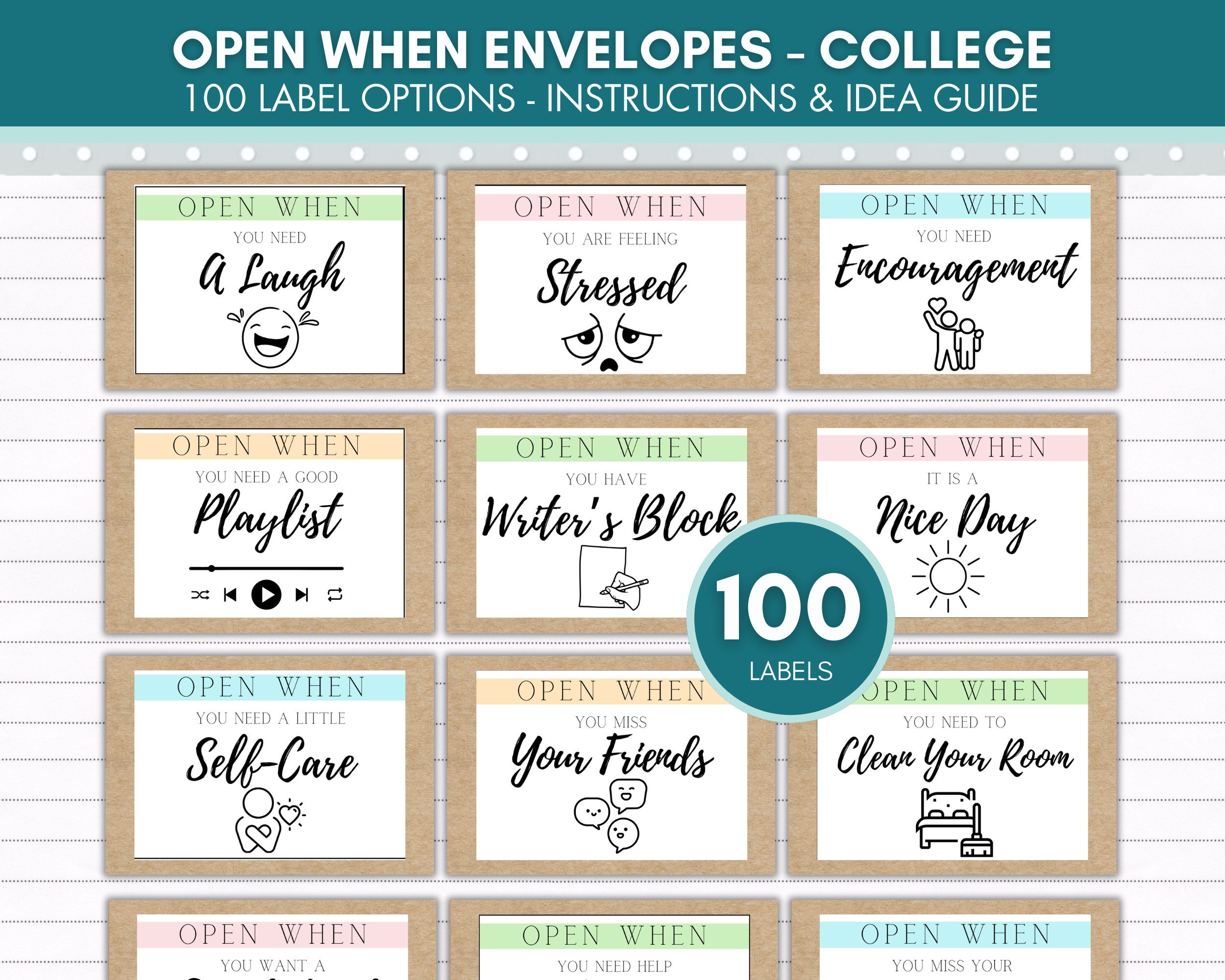 Printable Open When Envelopes College, Open When Letters, College Care ...