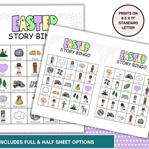 50 Card Printable Easter Story Bingo, Resurrection Bingo, Easter Bible ...