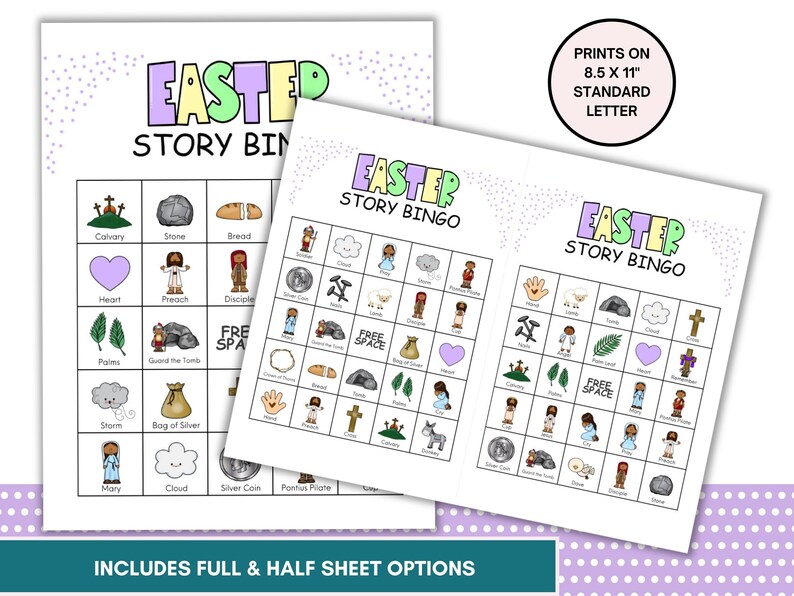 50 Card Printable Easter Story Bingo, Resurrection Bingo, Easter Bible ...