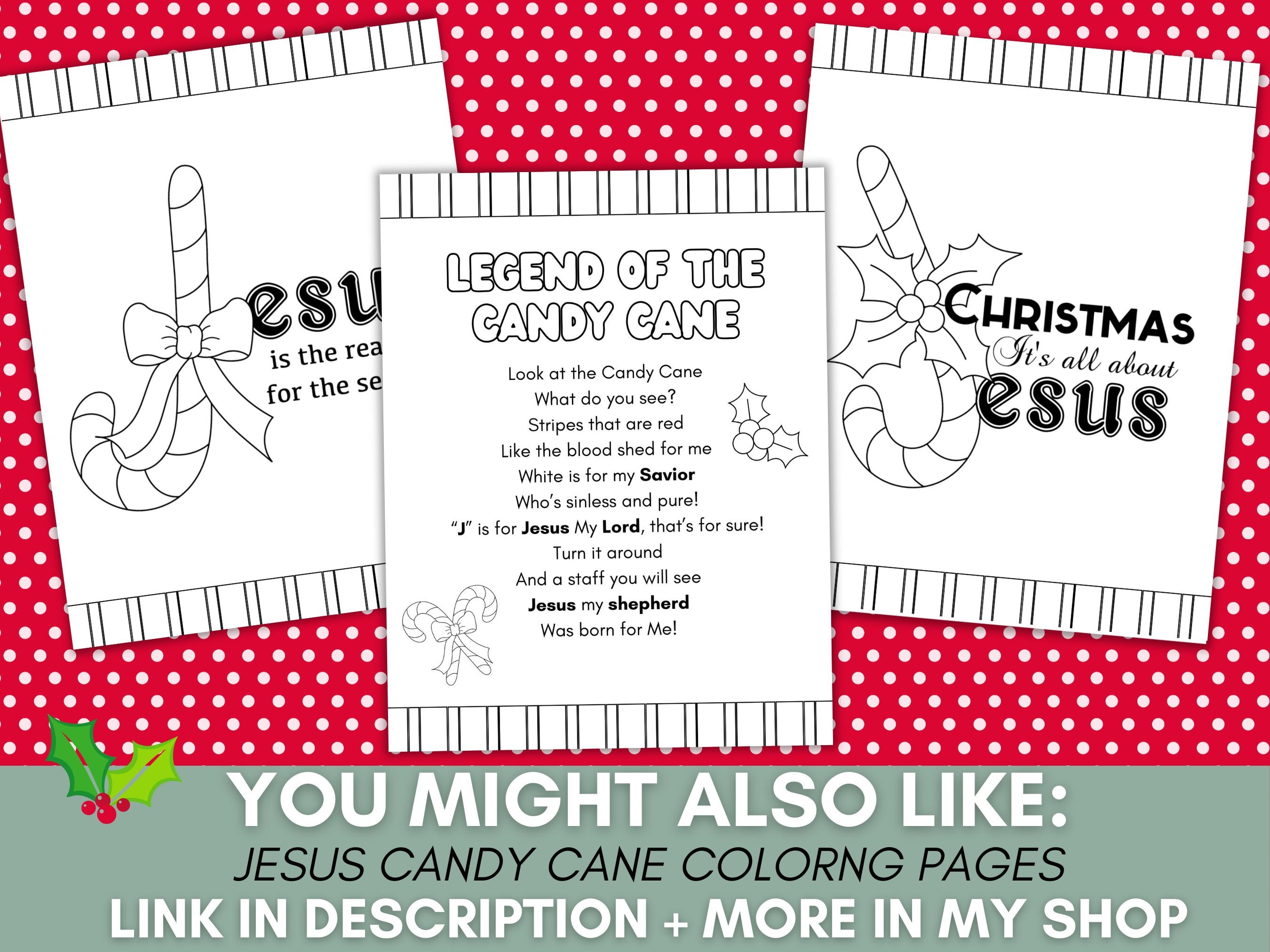 Jesus Candy Cane Card, Sweet Treat Tags, Candy Cane Holder, Christian ...