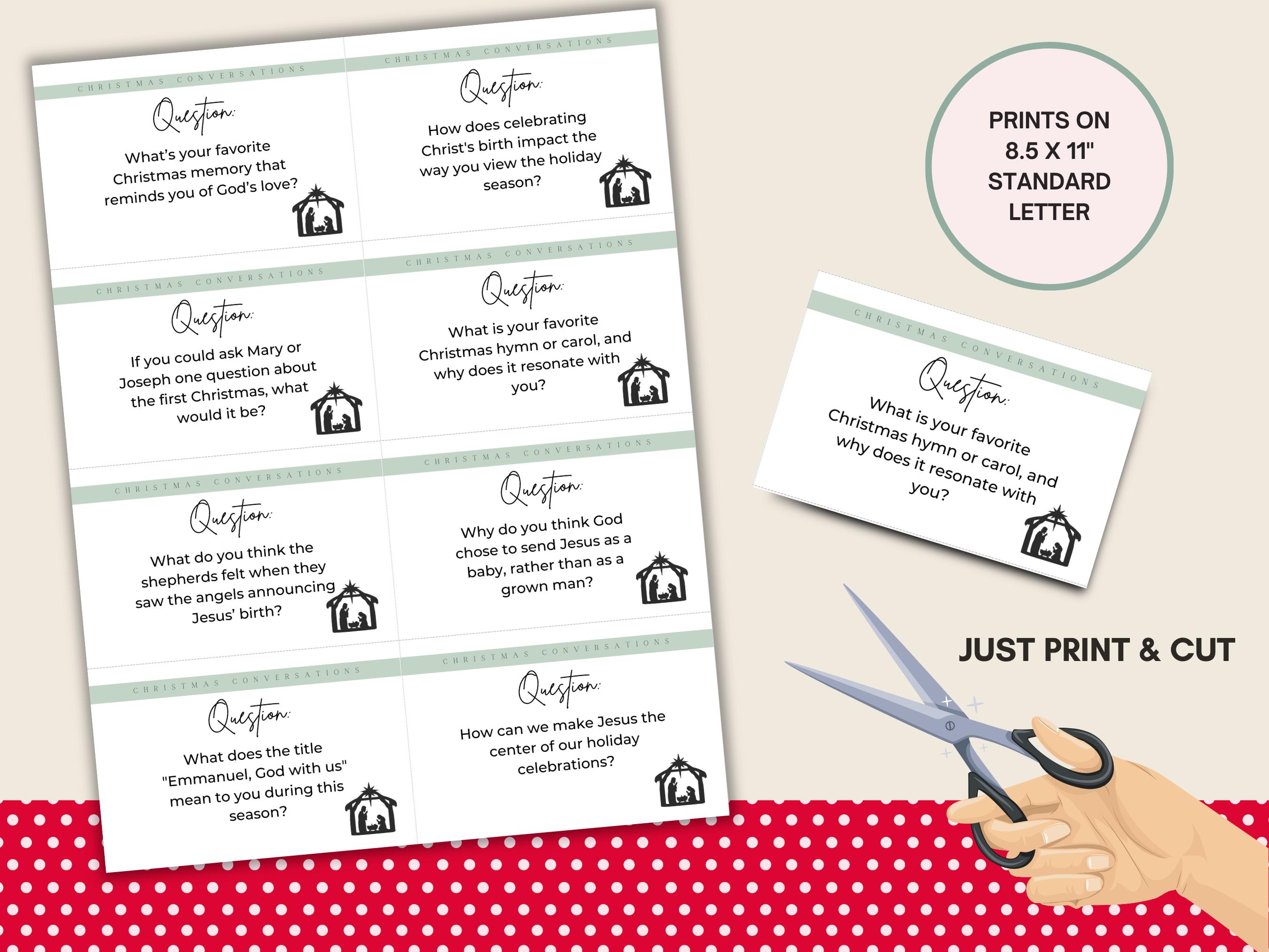 Christian Christmas Conversation Cards, Nativity Prompts, Church ...