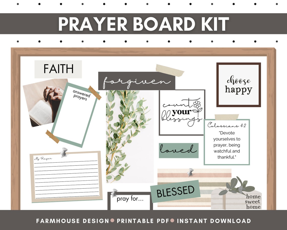 Printable Prayer Board Kit, Prayer Cards, Scripture Cards, Praise and ...