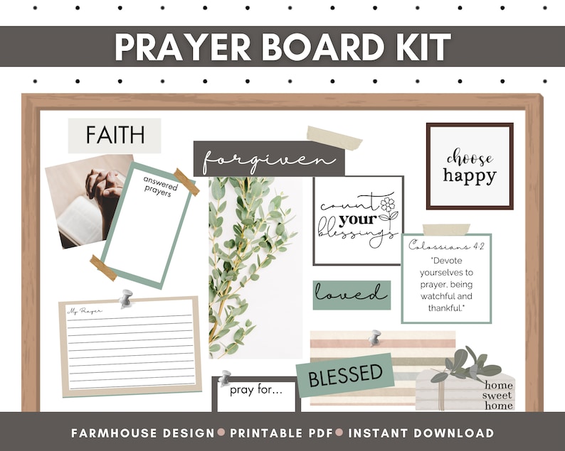 Printable Prayer Board Kit, Prayer Cards, Scripture Cards, Praise and ...