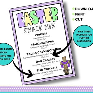 The Easter Story Snack Mix Tags, Printable Resurrection Story Snack Mix ...