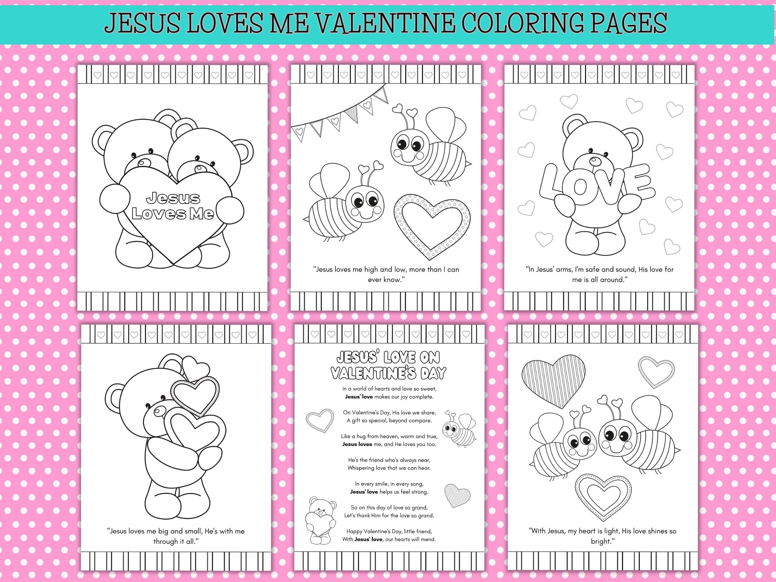 Christian Valentines Coloring Sheets, Jesus Loves Me Valentine's Day ...