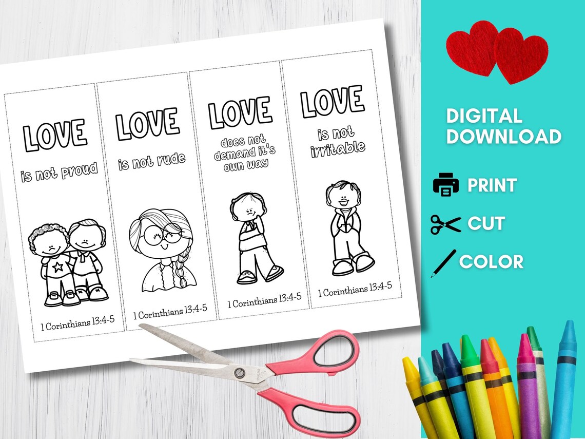 1 Corinthians 13, Christian Valentine Printable Bookmarks, Christian ...