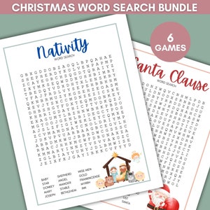 Christmas Word Search Bundle, Holiday Word Searches, Nativity Word ...