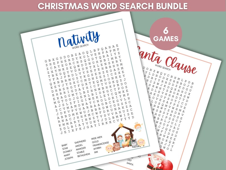 Christmas Word Search Bundle, Holiday Word Searches, Nativity Word ...