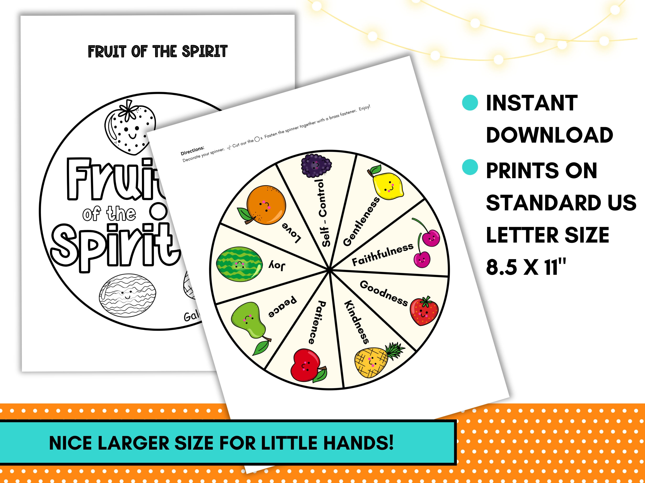 Printable Fruit of the Spirit Spinner Craft for Kids, Fruits of the ...