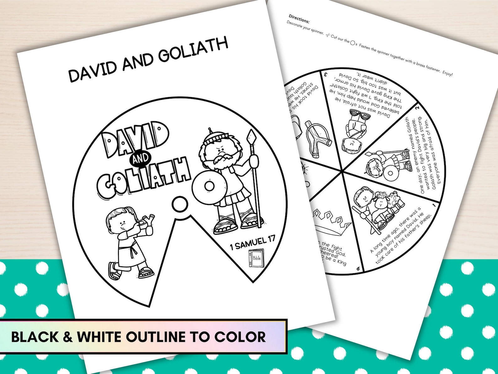 David and Goliath Spinner Craft, Bible Story Printable (PDF) - Etsy