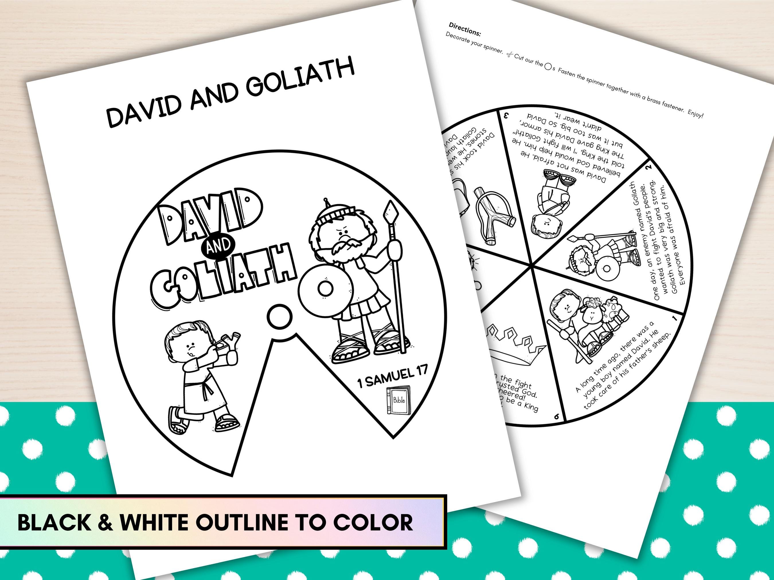 Printable David and Goliath Spinner Craft for Kids, Bible Crafts for ...