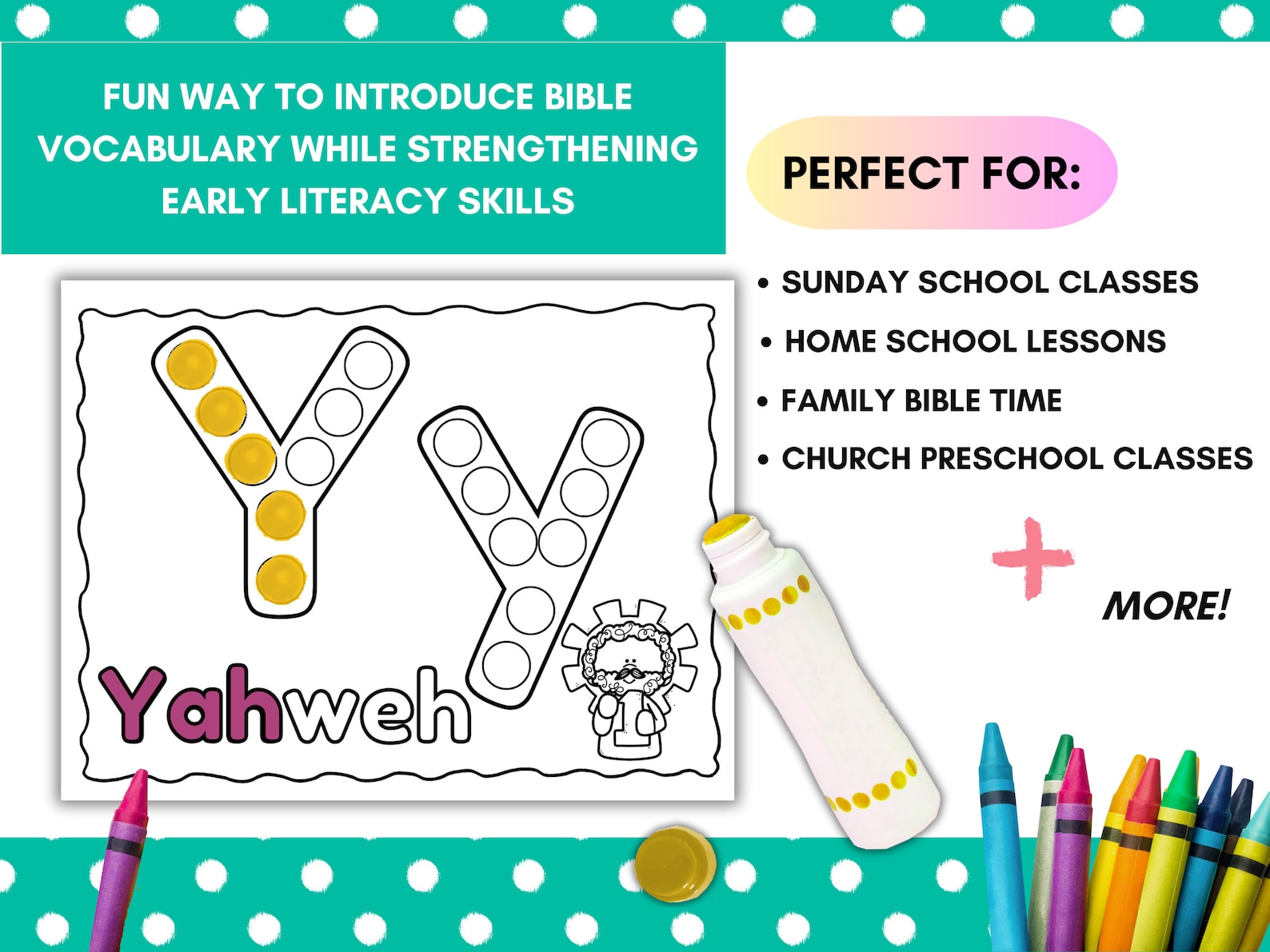 Bible ABC Dot Marker Printable, Christian Preschool Printables, Sunday ...