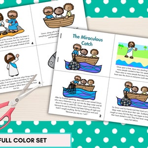 The Miraculous Catch Bible Mini Book, Miracles of Jesus, Bible Craft ...
