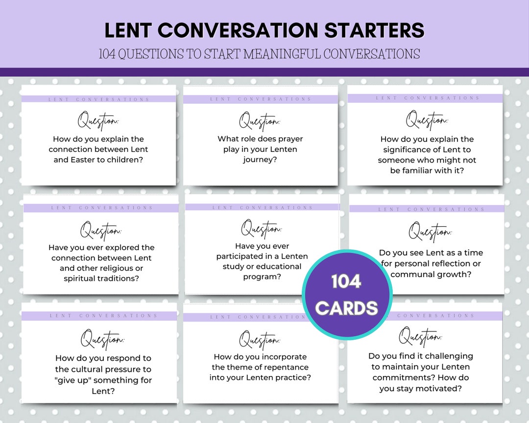 104 Lent Conversation Cards, Christian Discussion, Christian ...