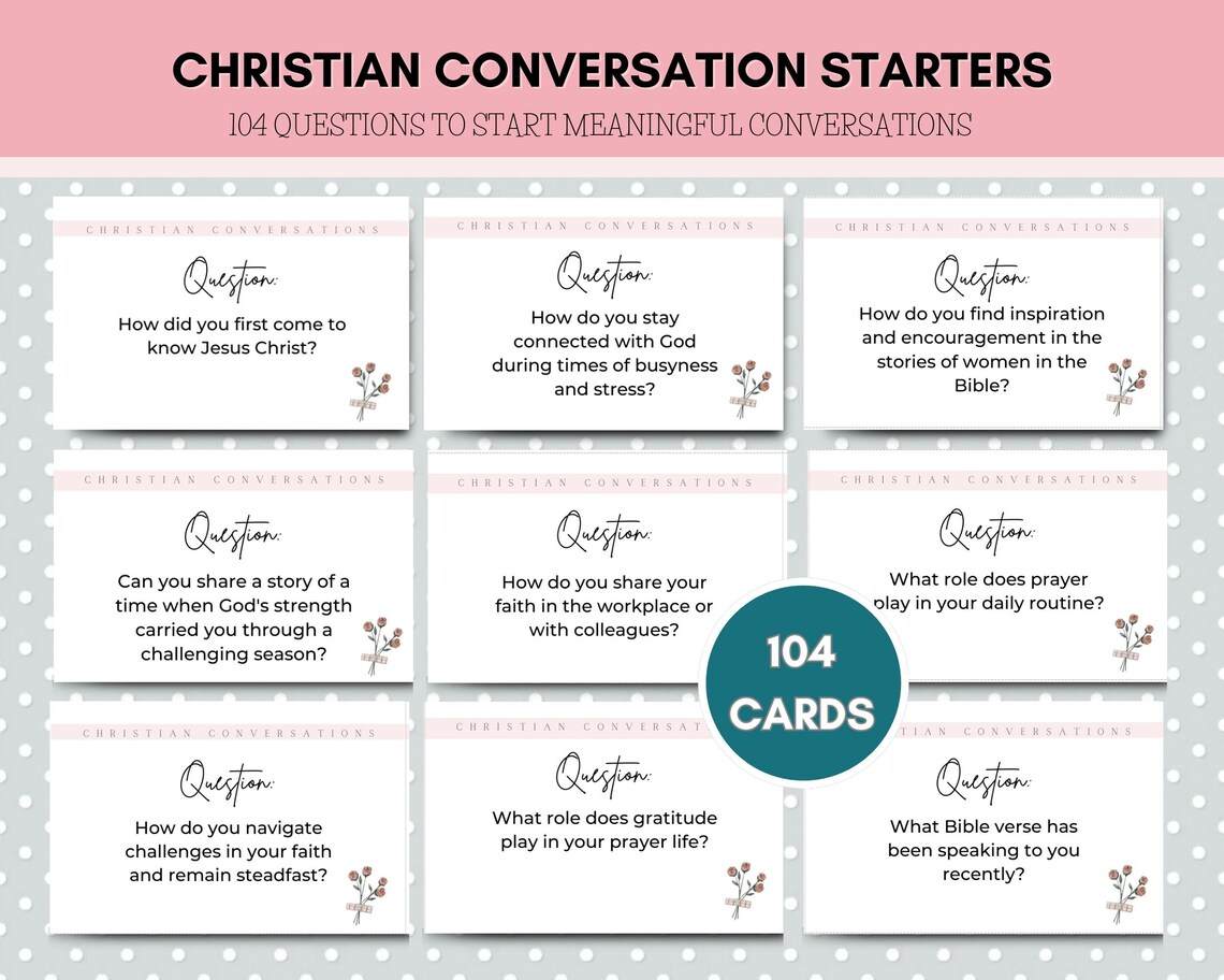 104 Christian Conversation Cards, Christian Discussion, Church ...