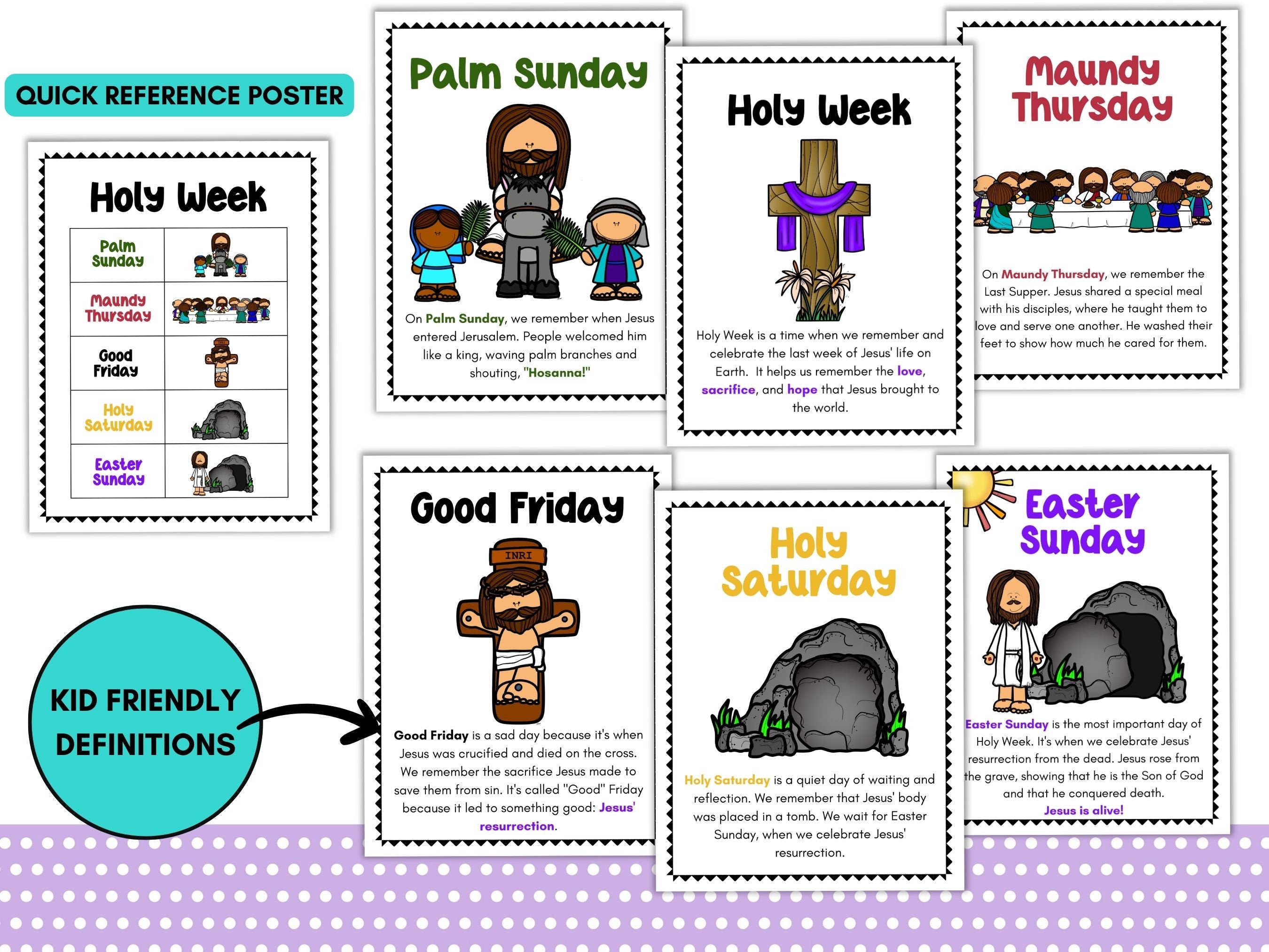 Printable Holy Week Poster Set, Bible Easter Story Printable, Christian ...