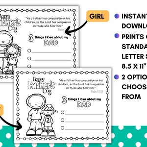 Printable Father's Day Kids Bible Coloring Card, Dad Gift From Kids ...