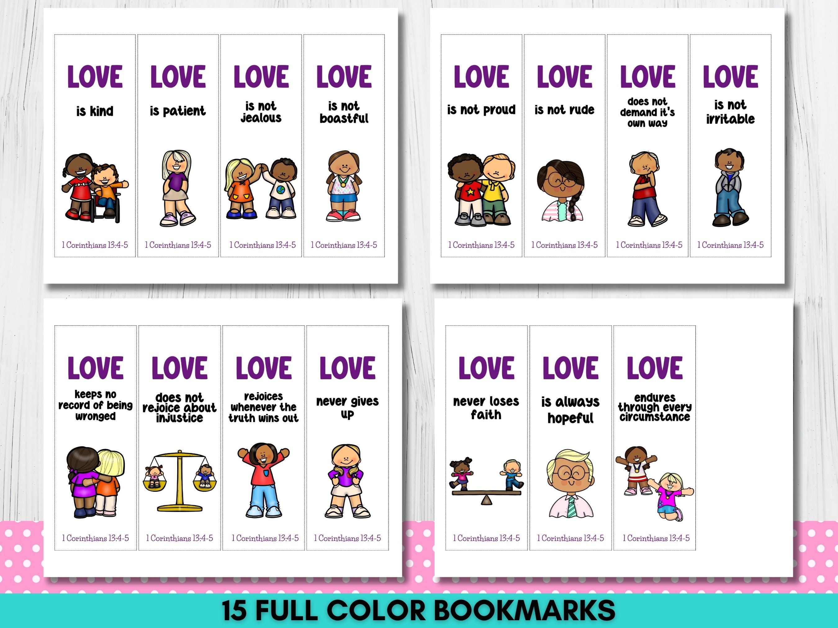1 Corinthians 13, Christian Valentine Printable Bookmarks, Christian ...