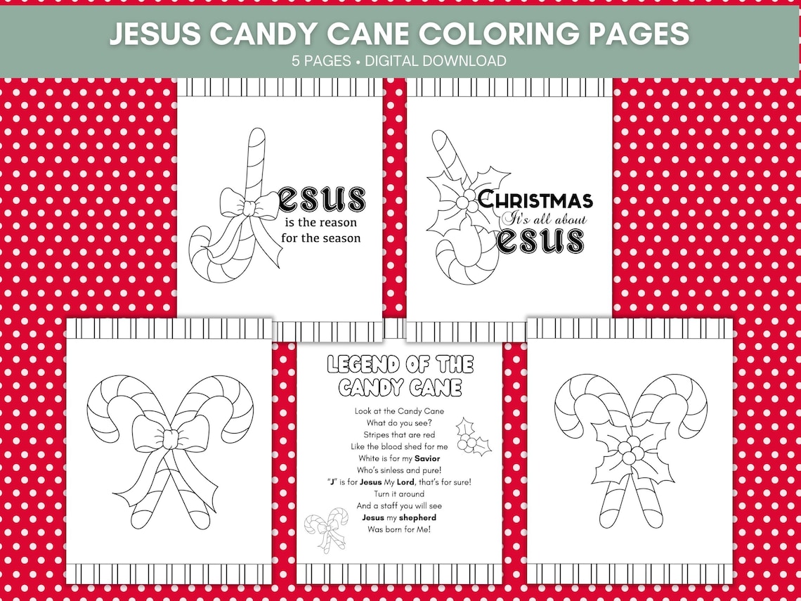 Jesus Candy Cane Coloring Sheets, Legend of the Candy Cane Activity ...