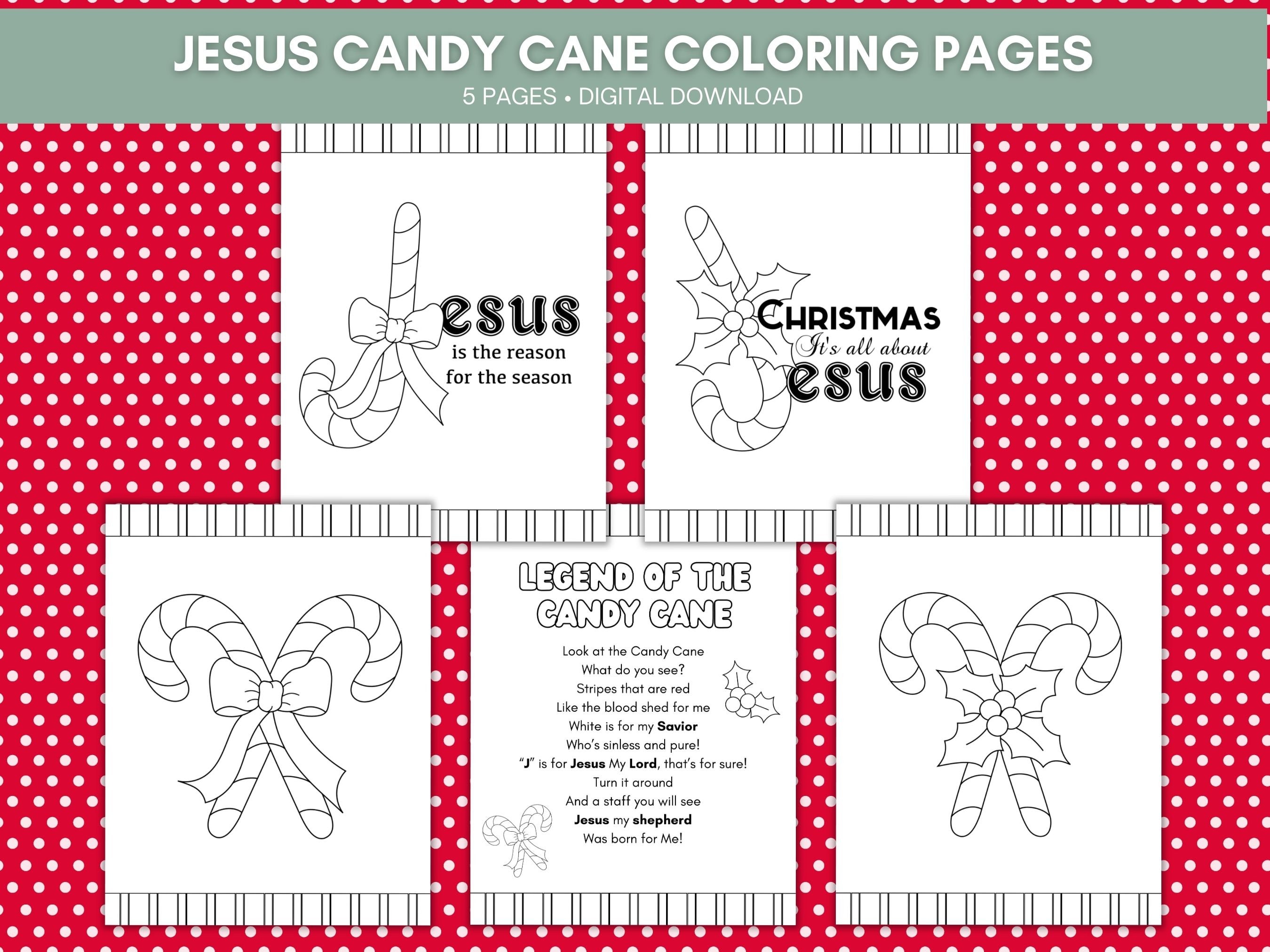 Jesus Candy Cane Coloring Sheets, Legend of the Candy Cane Activity ...