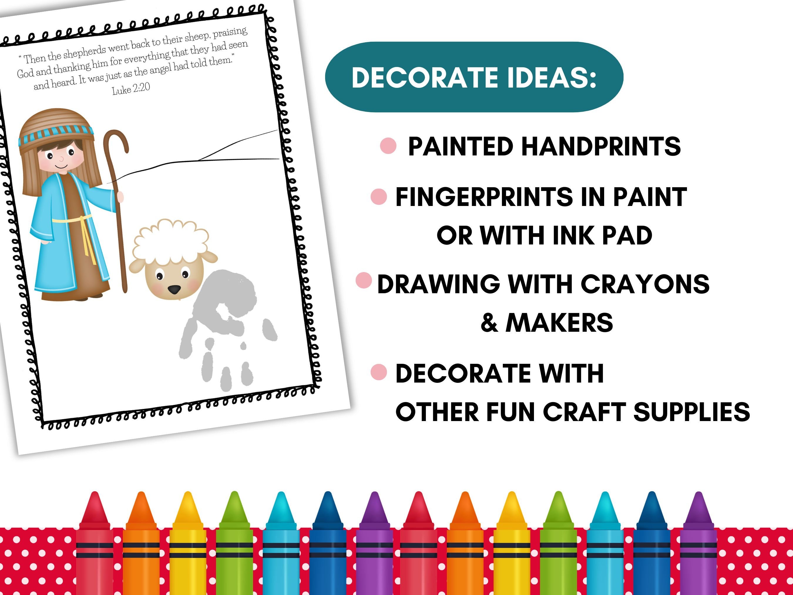 Christmas Nativity Handprint Art, Christmas Keepsake, Fingerprint Craft ...