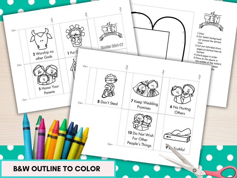 The Ten Commandments Bible Mini Book, Bible Craft for Kids, Christian ...