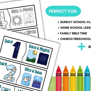 Days of Creation Matching Game for Kids, Christian Preschool Printables ...