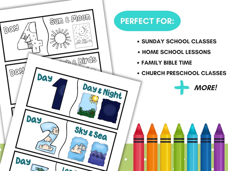 Days of Creation Matching Game for Kids, Christian Preschool Printables ...