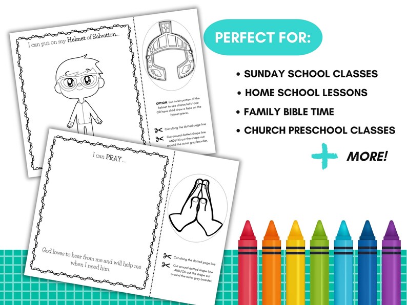 Printable Armor of God Coloring Cut & Paste Book, Armor of God ...