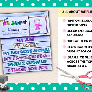 All About Me Printable Flip Book With Scriptures, Bible Craft for Kids ...