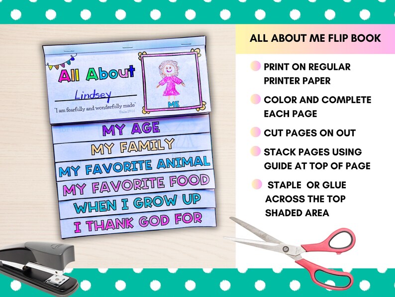 All About Me Printable Flip Book With Scriptures, Bible Craft for Kids ...