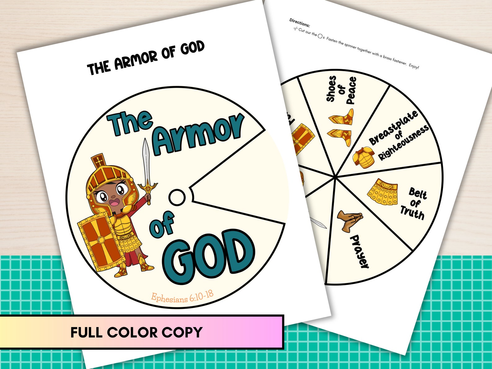 Printable Armor of God Spinner Craft for Kids, the Armor of God Wheel ...