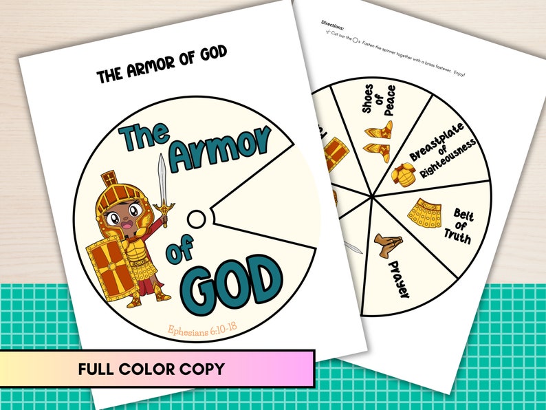 Printable Armor of God Spinner Craft for Kids, the Armor of God Wheel ...