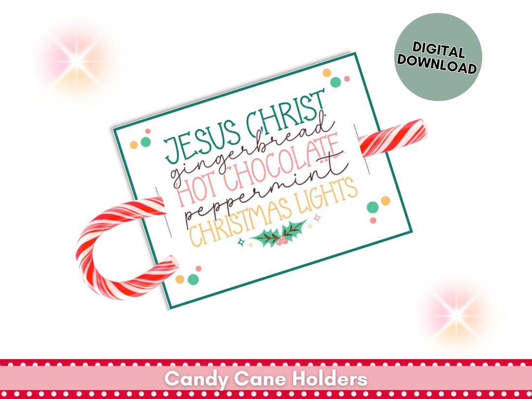 Jesus Candy Cane Card, Retro Christmas Tag (PDF & PNG) - Etsy