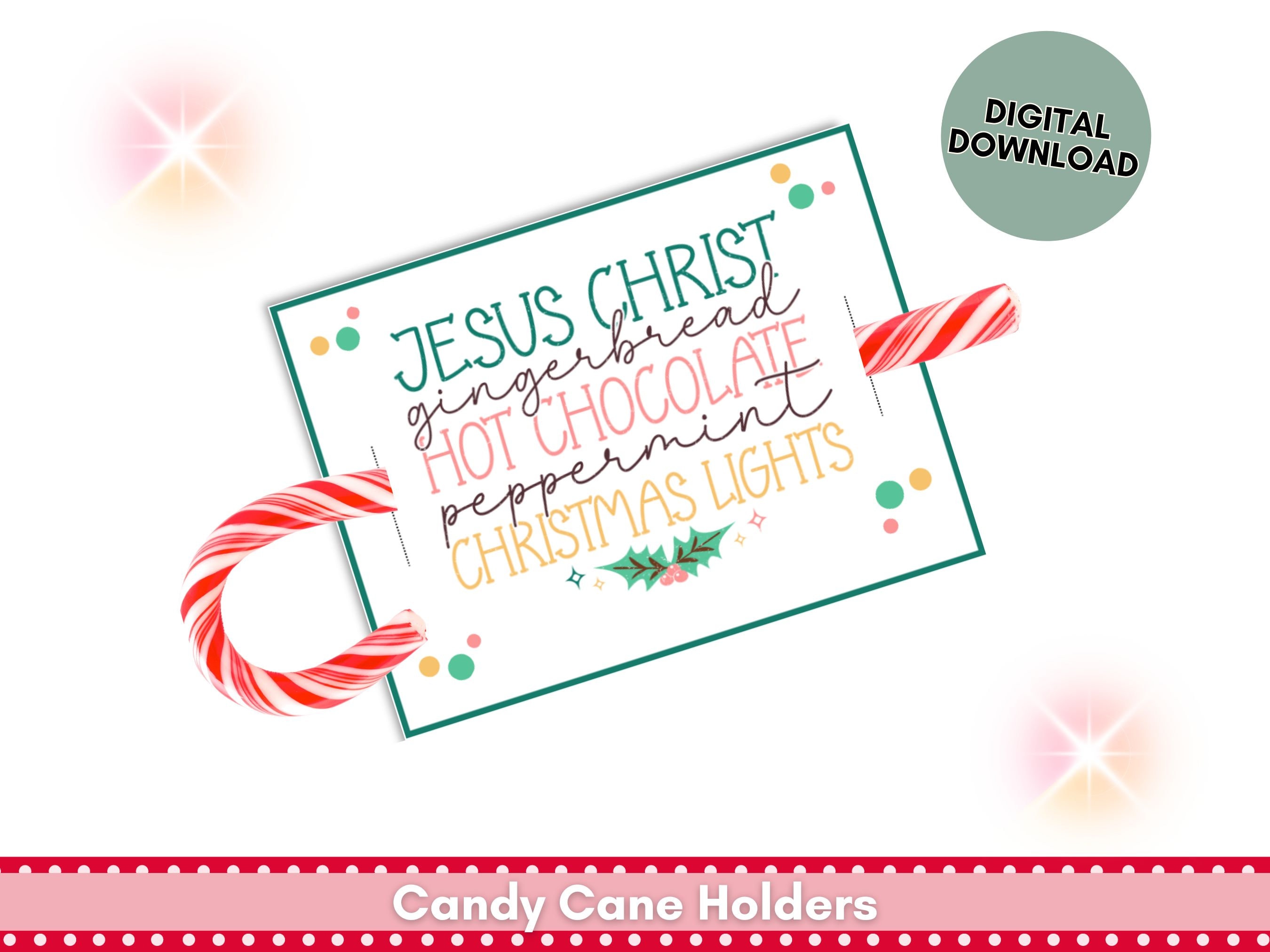 Jesus Candy Cane Card, Sweet Treat Tags, Candy Cane Holder, Christian ...