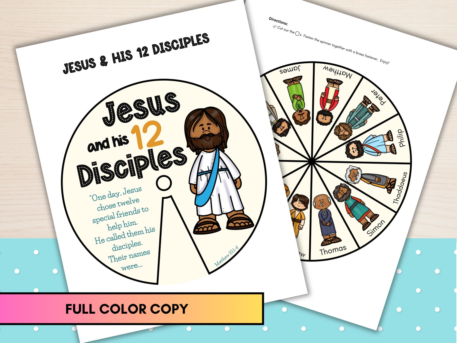 Printable Jesus and His Disciples Spinner Craft for Kids, 12 Disciples ...
