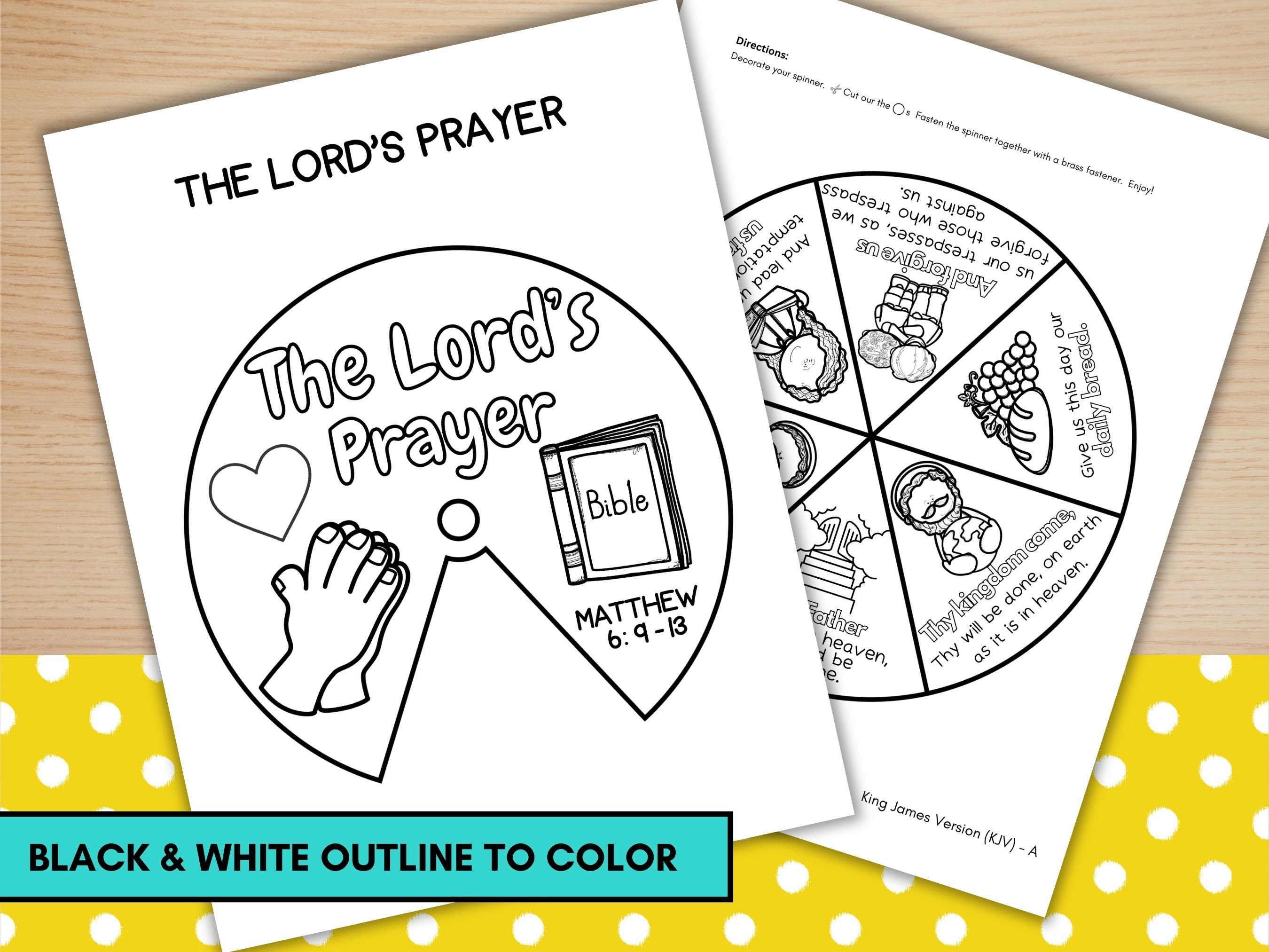 Printable the Lords Prayer Spinner Craft for Kids, Lords Prayer Wheel ...