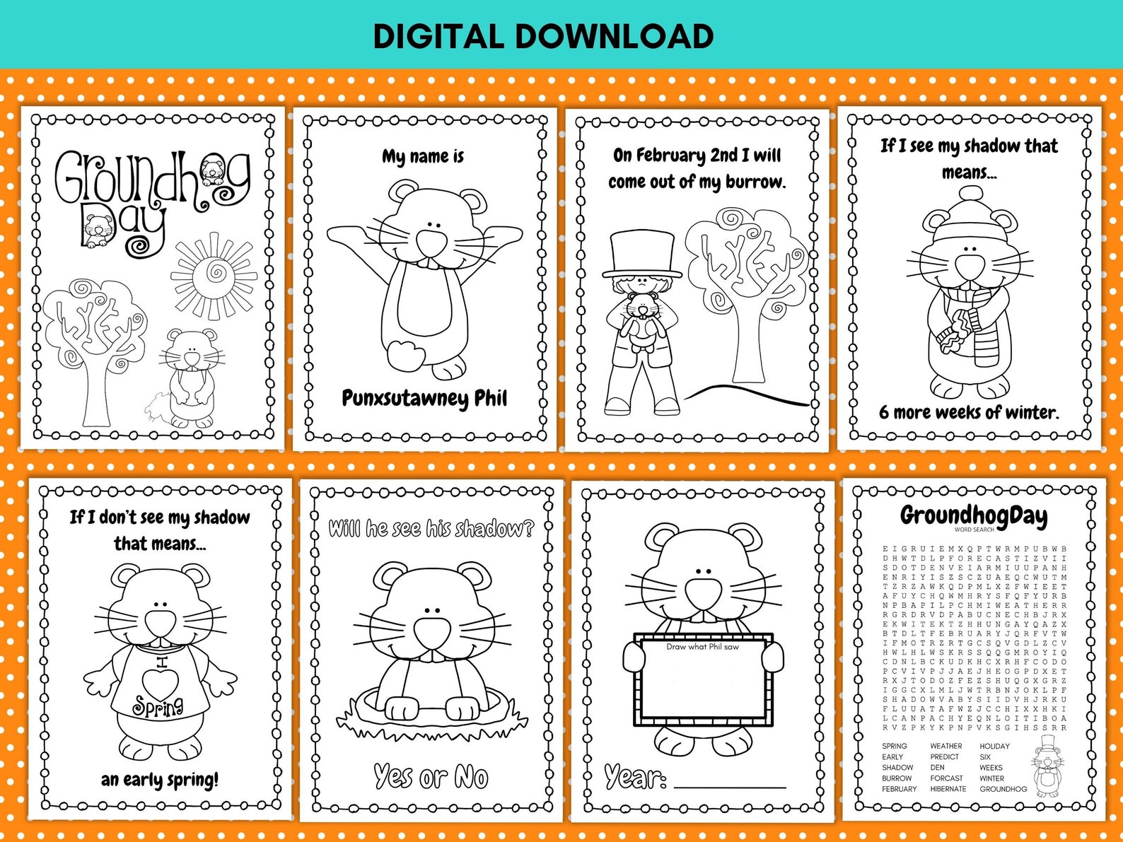 Printable Groundhog Day Activity Book, Groundhog Day Activities for ...