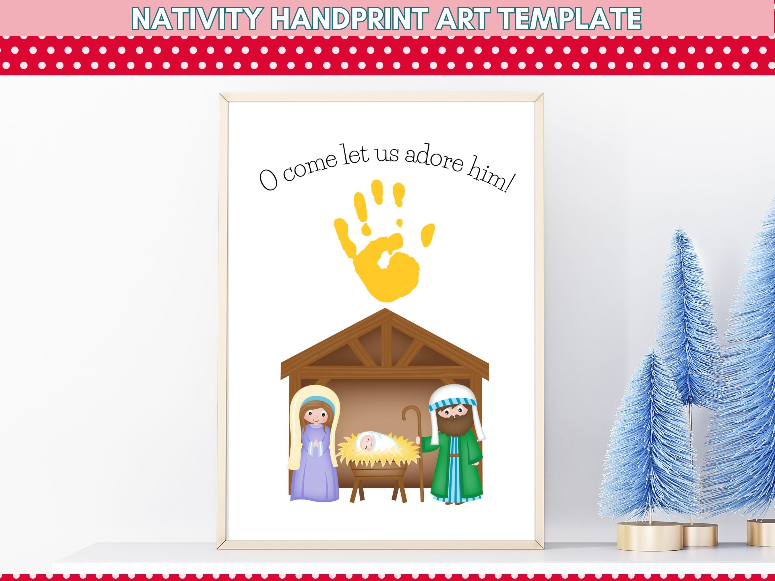 Christmas Nativity Handprint Art, Christmas Keepsake, Fingerprint Craft ...