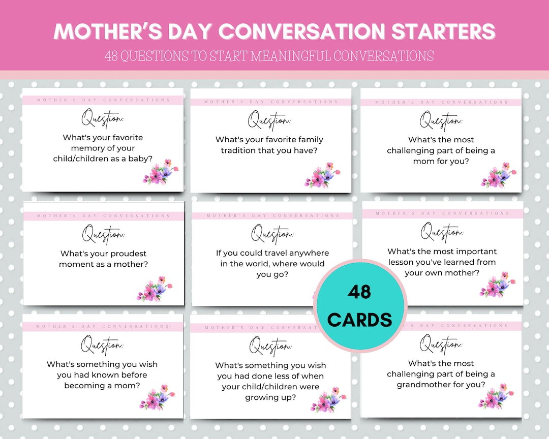 Mother's Day Conversation Starter Cards (PDF) - Etsy