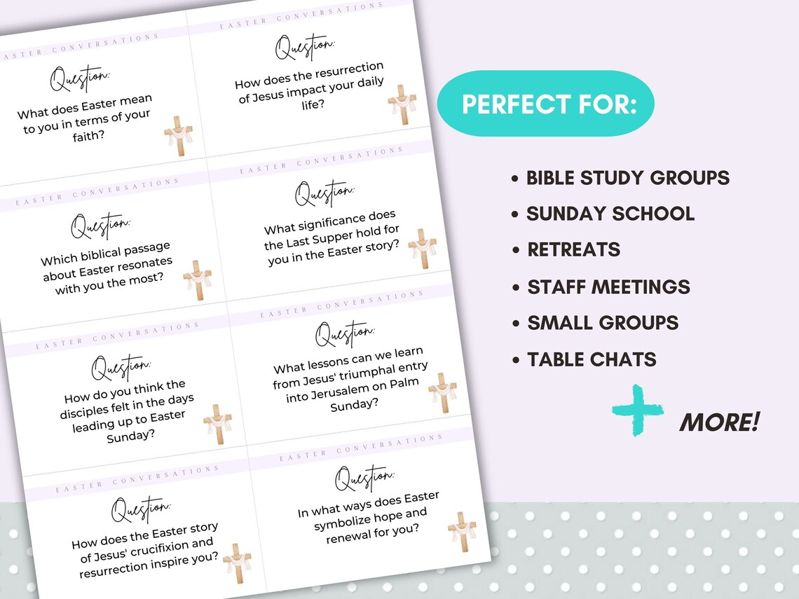 48 Easter Conversation Cards, Christian Discussion, Christian ...