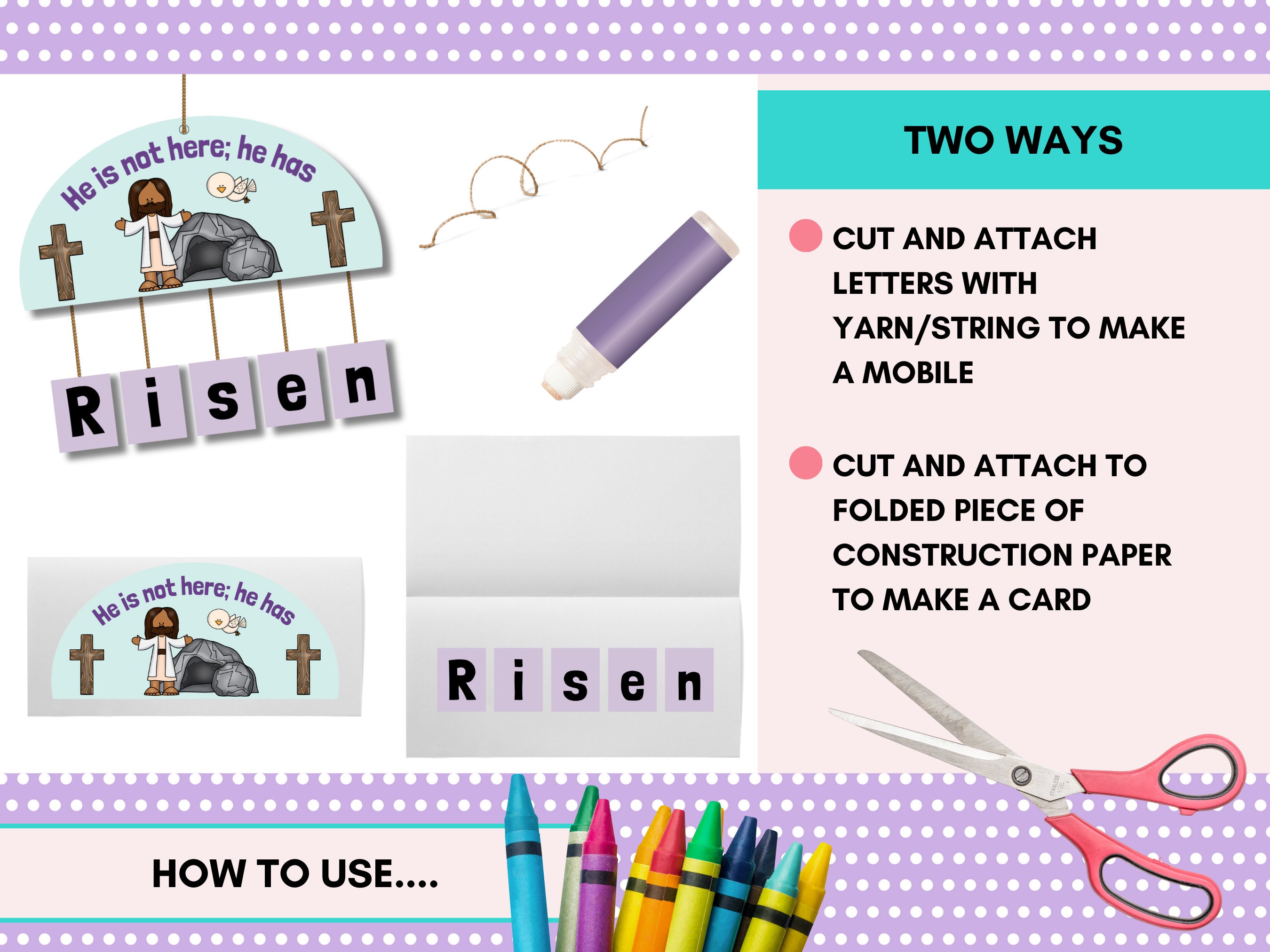 Printable Easter Mobile Craft for Kids, Holy Week Craft, He is Risen ...
