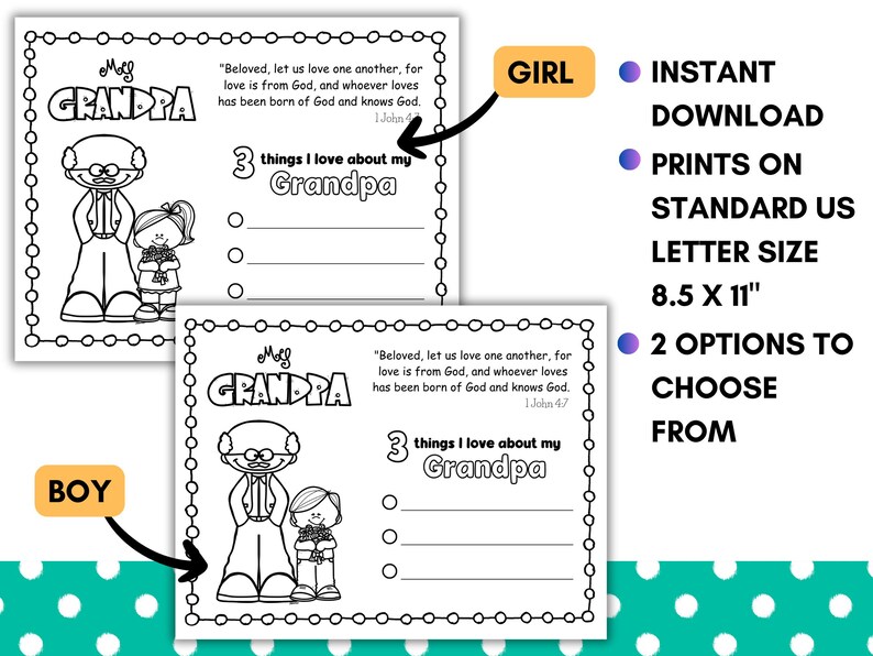 Printable Grandparents's Day Kids Bible Coloring Card, Grandparents Day ...